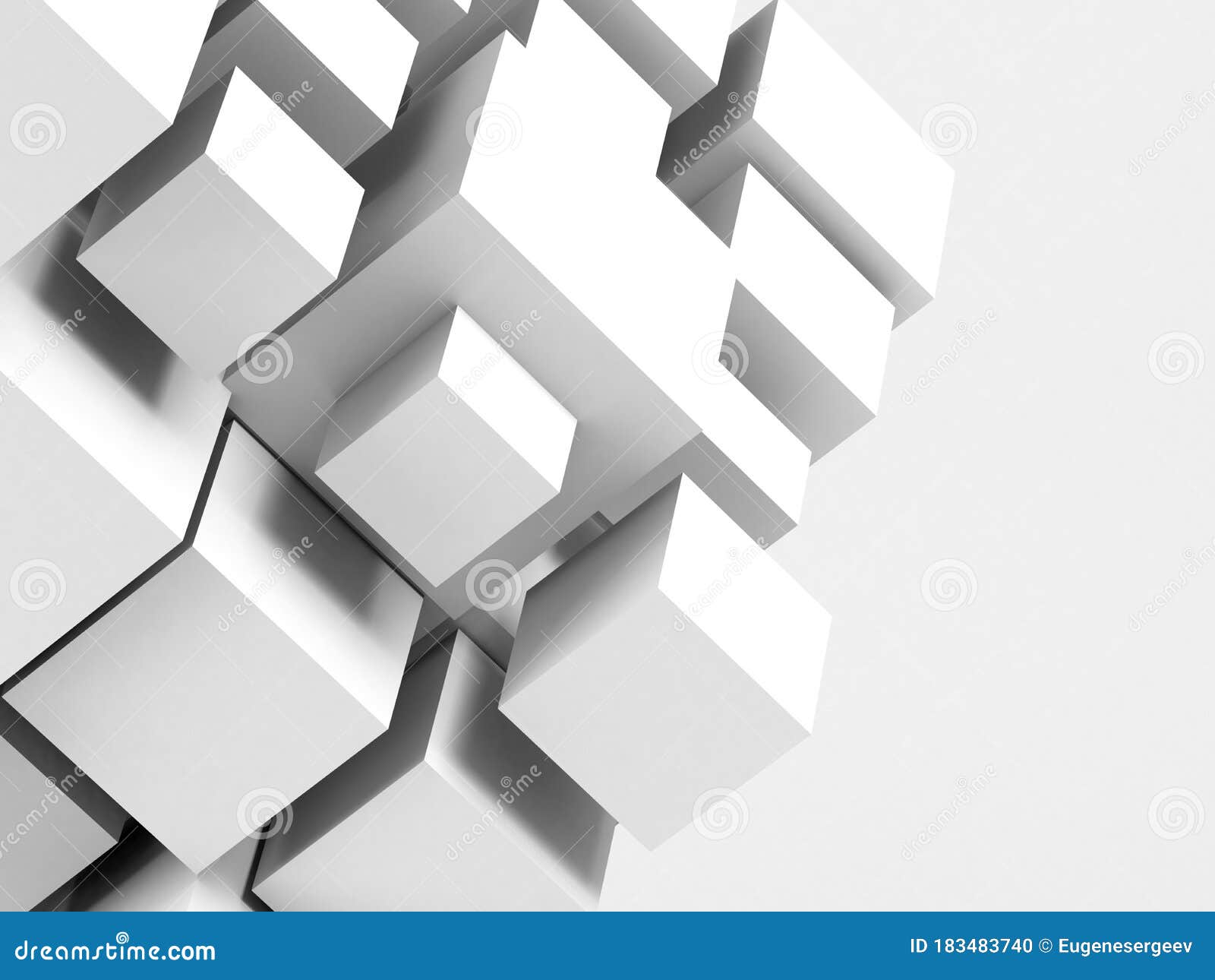 Abstract White 3d Installation of Random Sized Cubes Stock Illustration ...