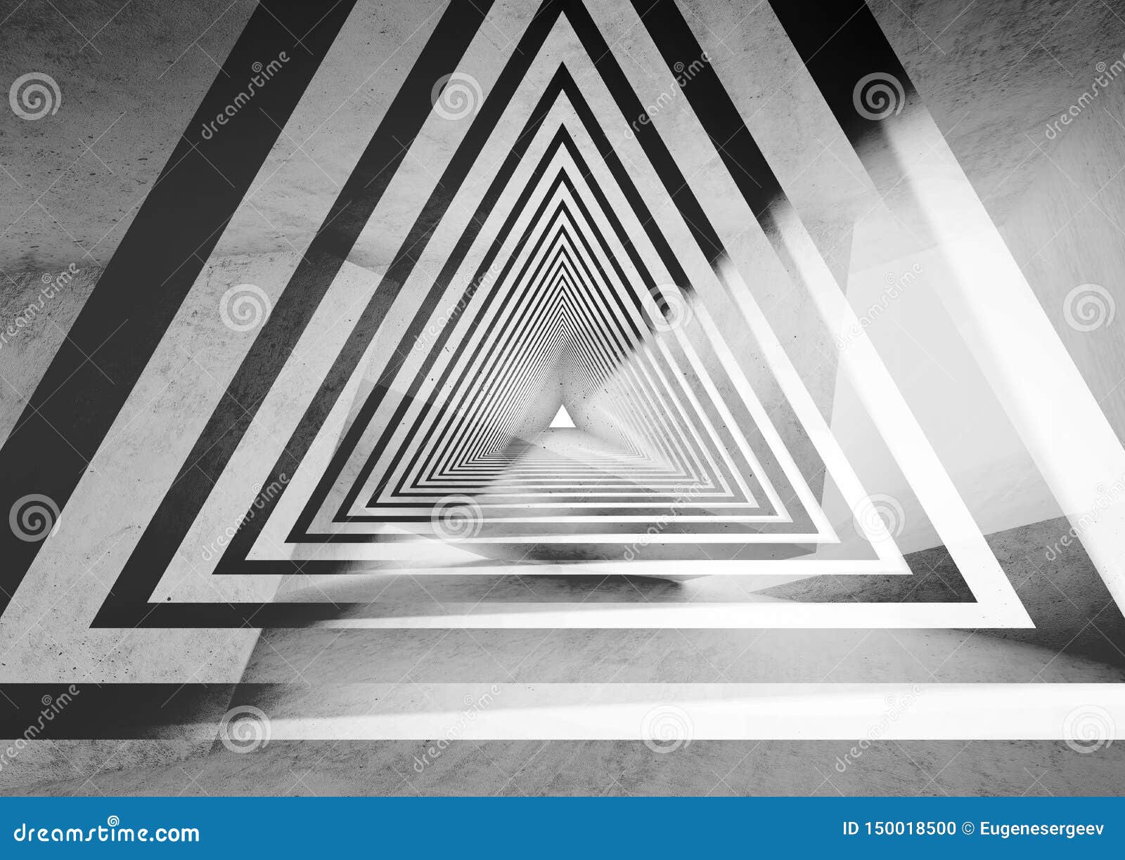 Abstract White 3d Triangular Tunnel Stock Illustration - Illustration ...