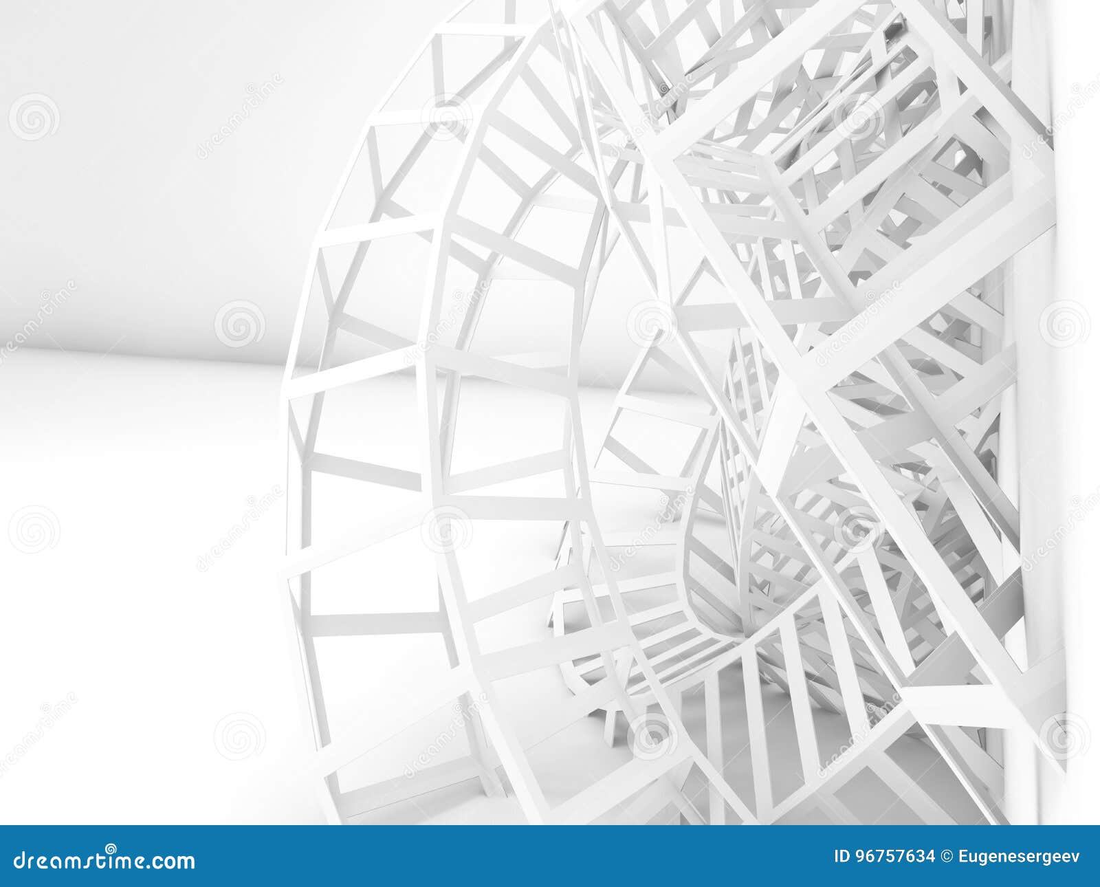 Abstract White Digital Background, 3d Wire Shape Stock Illustration ...