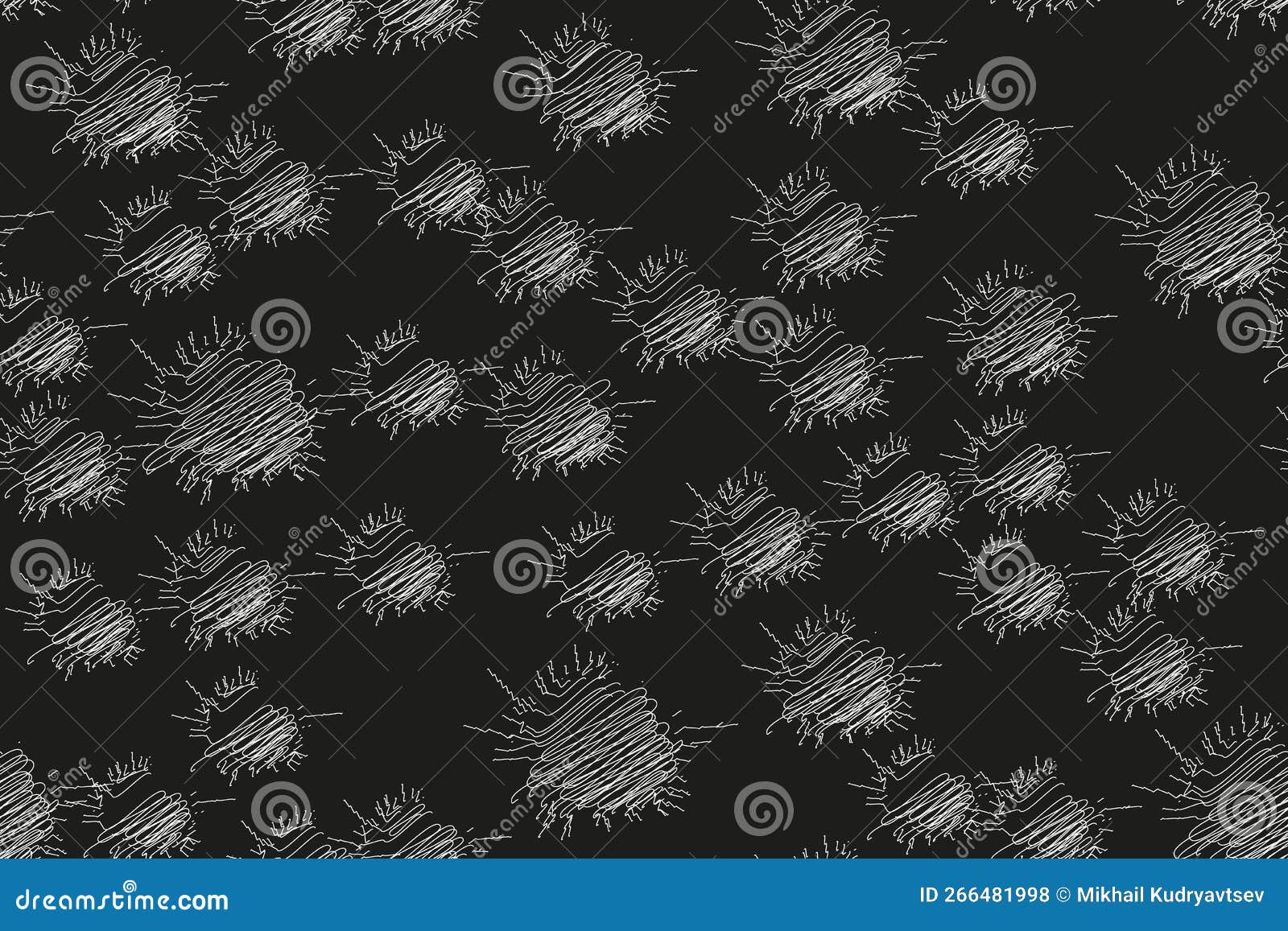 Abstract White Doodles Seamless Pattern on Black Stock Vector ...