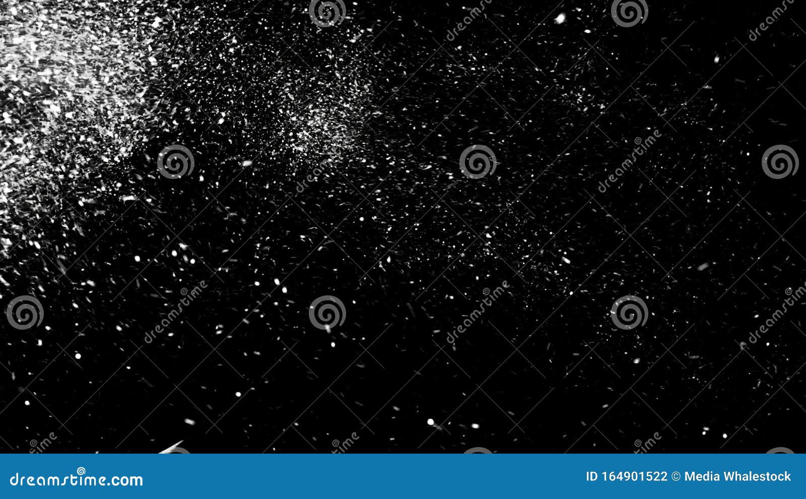 Abstract White Dust Particles Floating on Black Background, Monochrome ...
