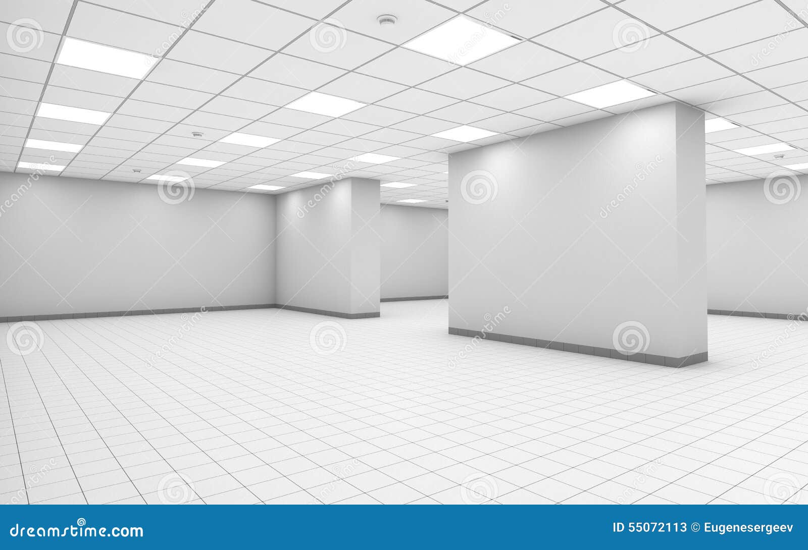 Abstract White Empty Office Room Interior with Column Stock ...