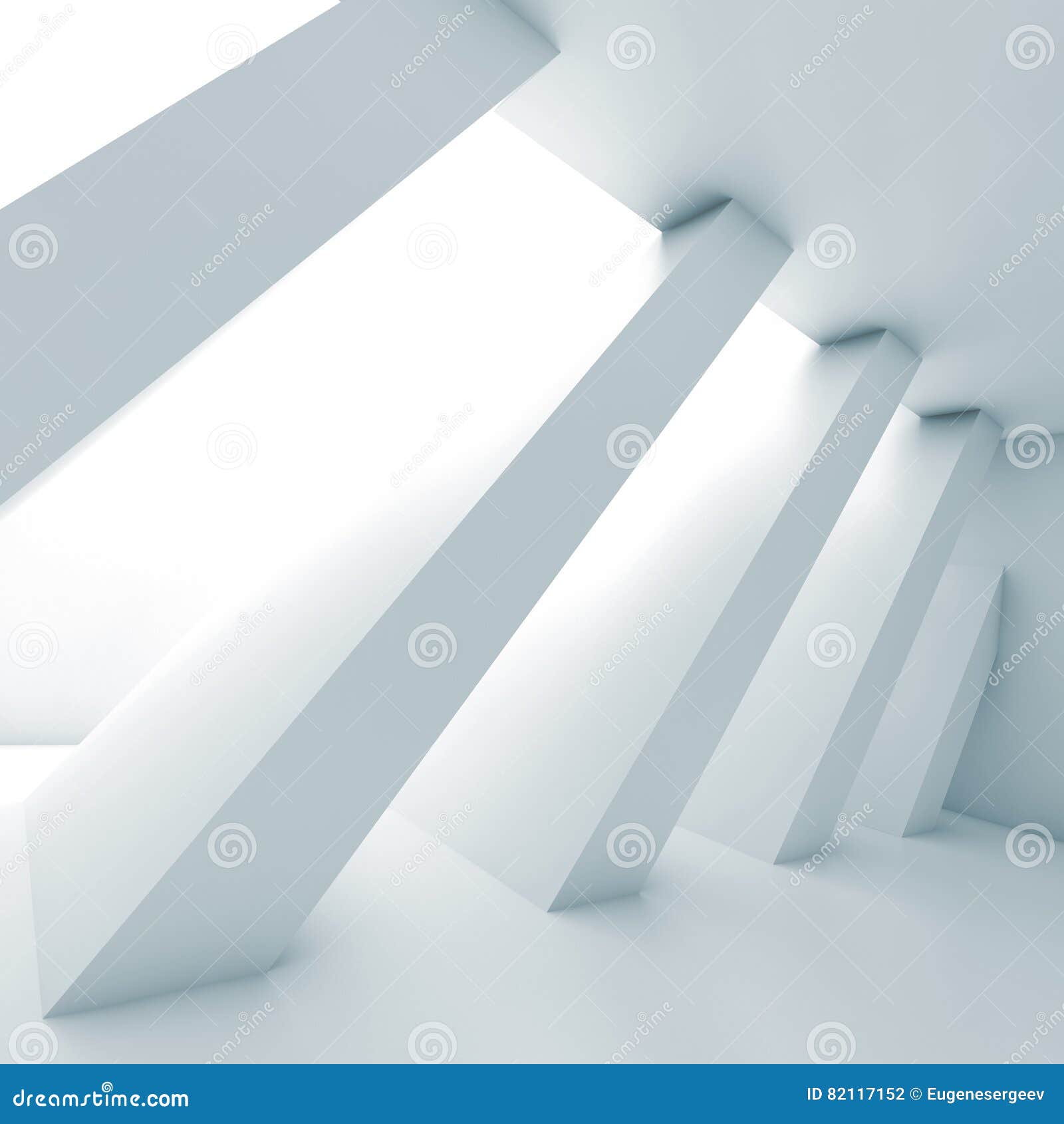 Abstract White Empty Room, Diagonal Columns 3d Stock Illustration ...