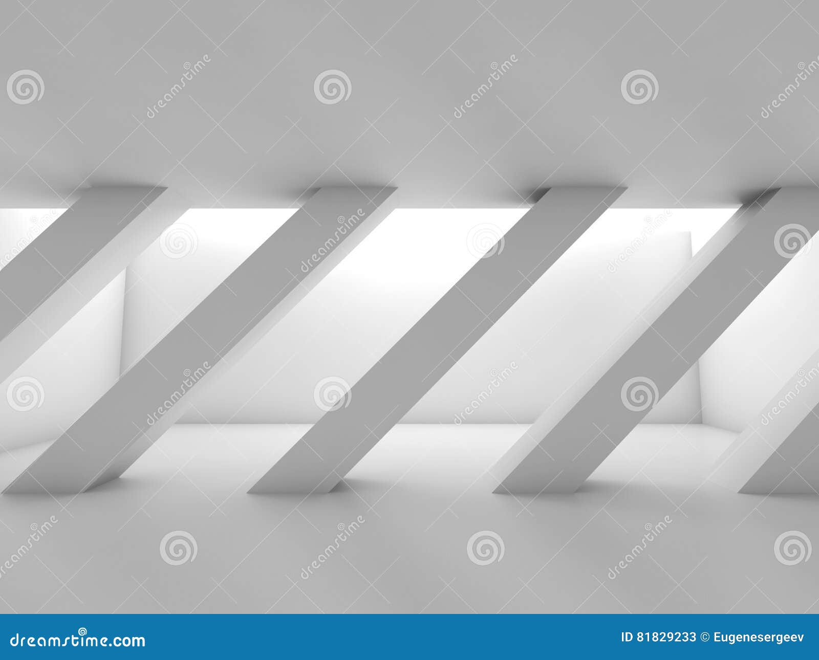 Abstract White Empty Room with Diagonal Columns Stock Illustration ...