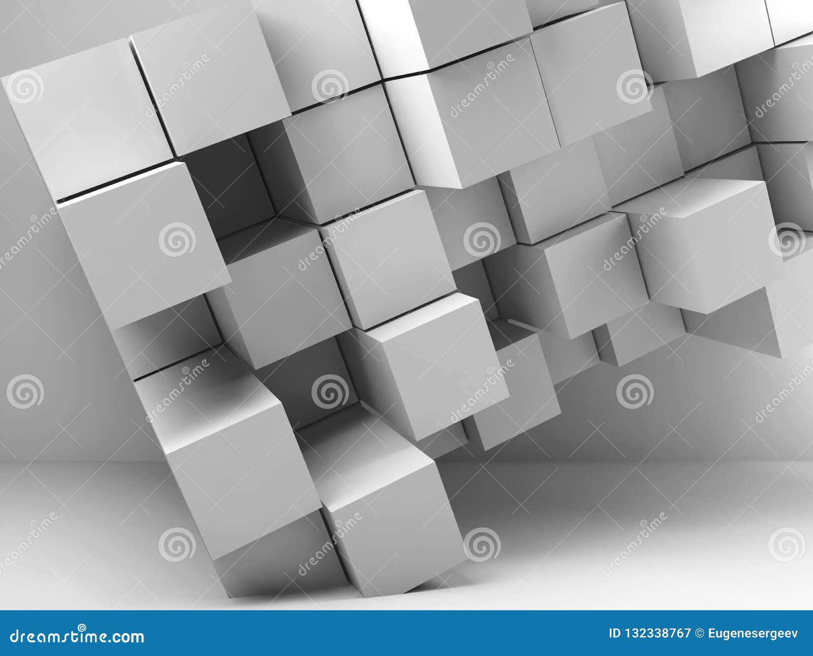 Abstract White Empty Room Interior 3d Cubes Stock Illustration ...