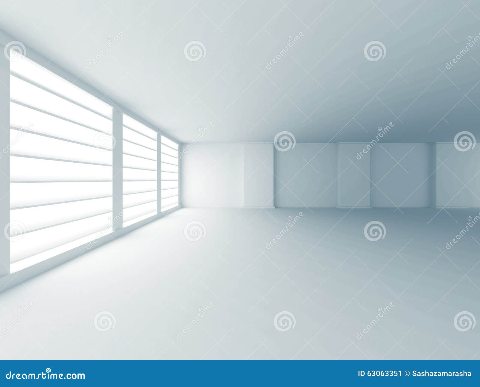 Abstract White Empty Room with Window Stock Illustration - Illustration ...