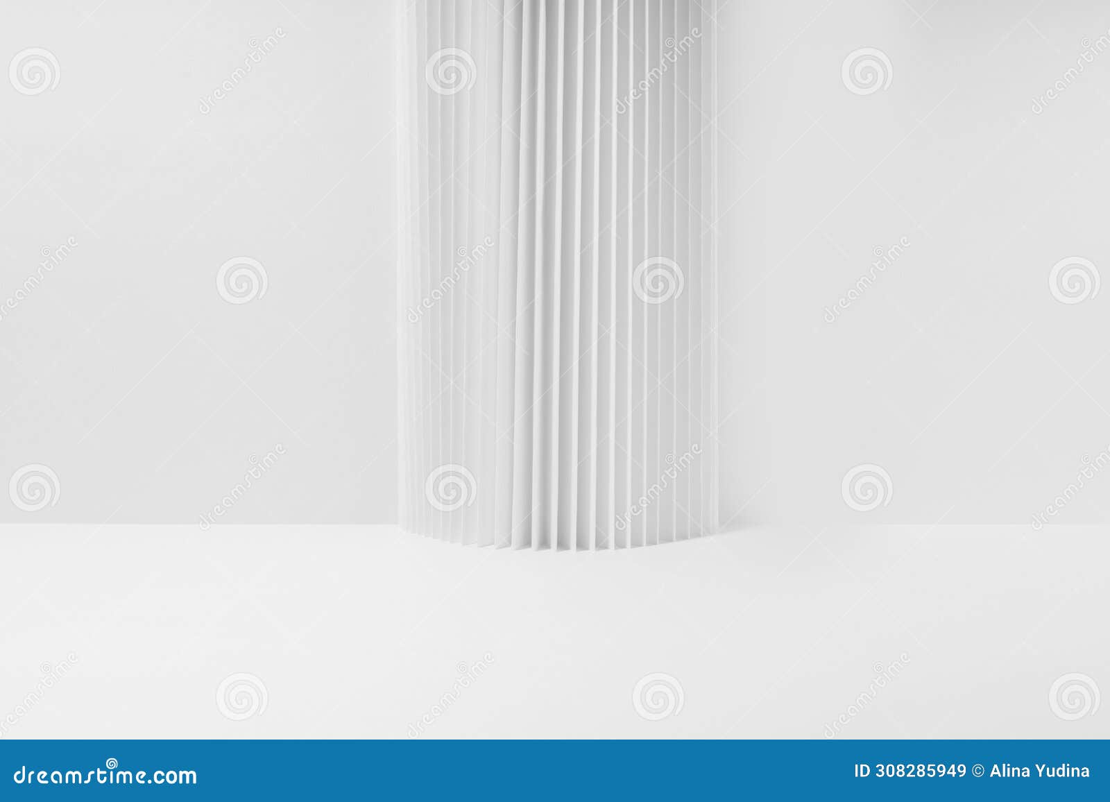 Abstract White Empty Stage with Striped Column As Geometric Decor ...