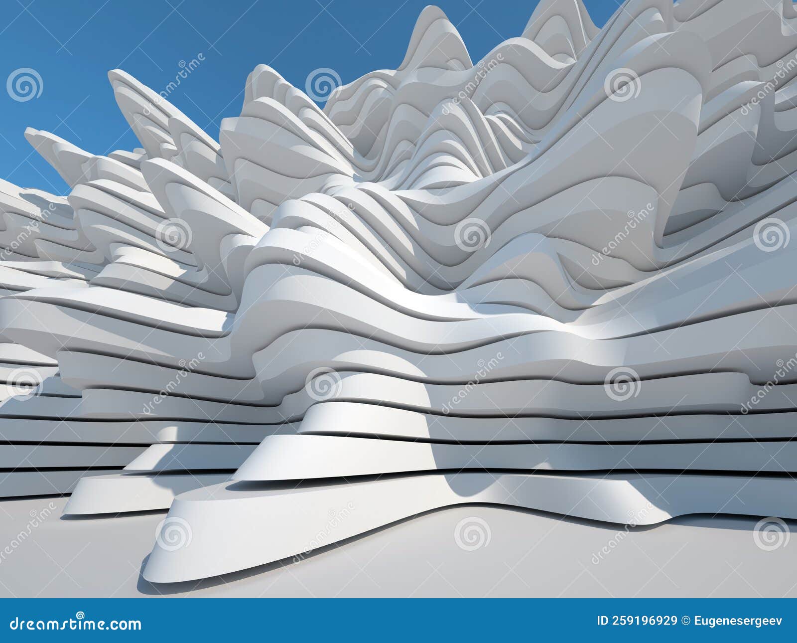 Abstract White Exterior Background with Parametric Wavy Wall 3 D Stock ...