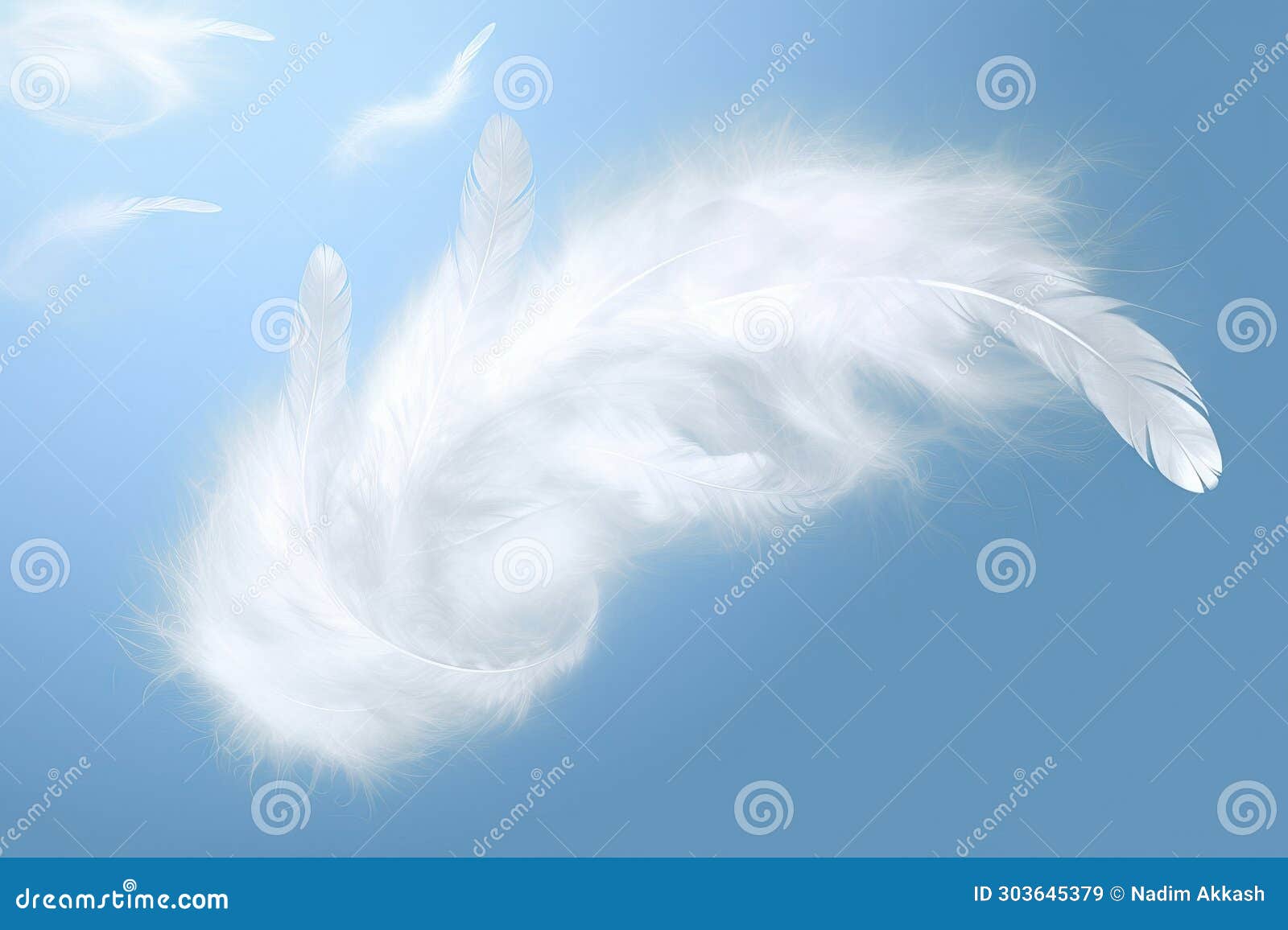 Abstract White Feathers Flying in the Sky. Feather Floating in Heavenly ...