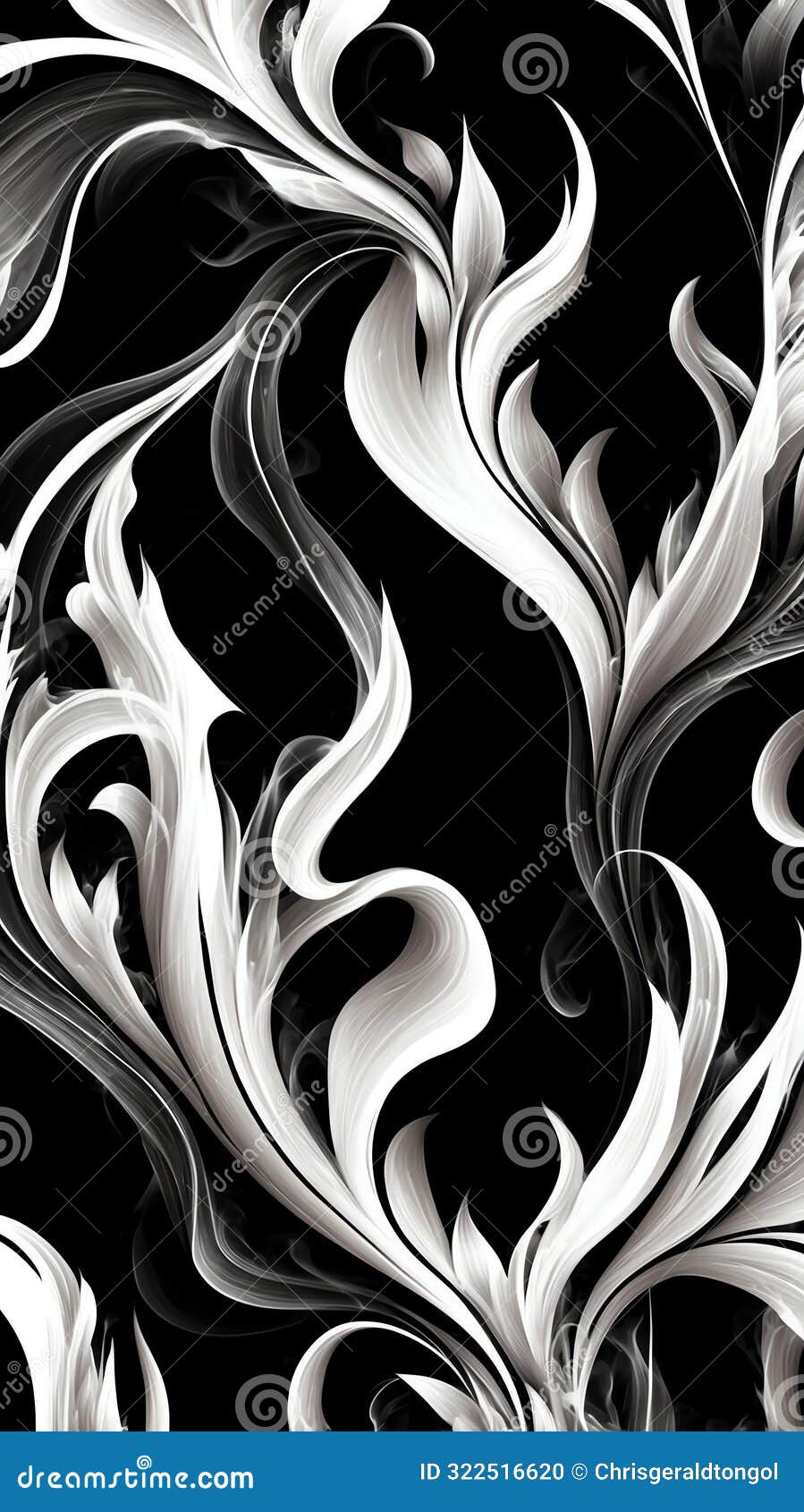 Abstract White Fire Design in Black Ai Generated Stock Illustration ...