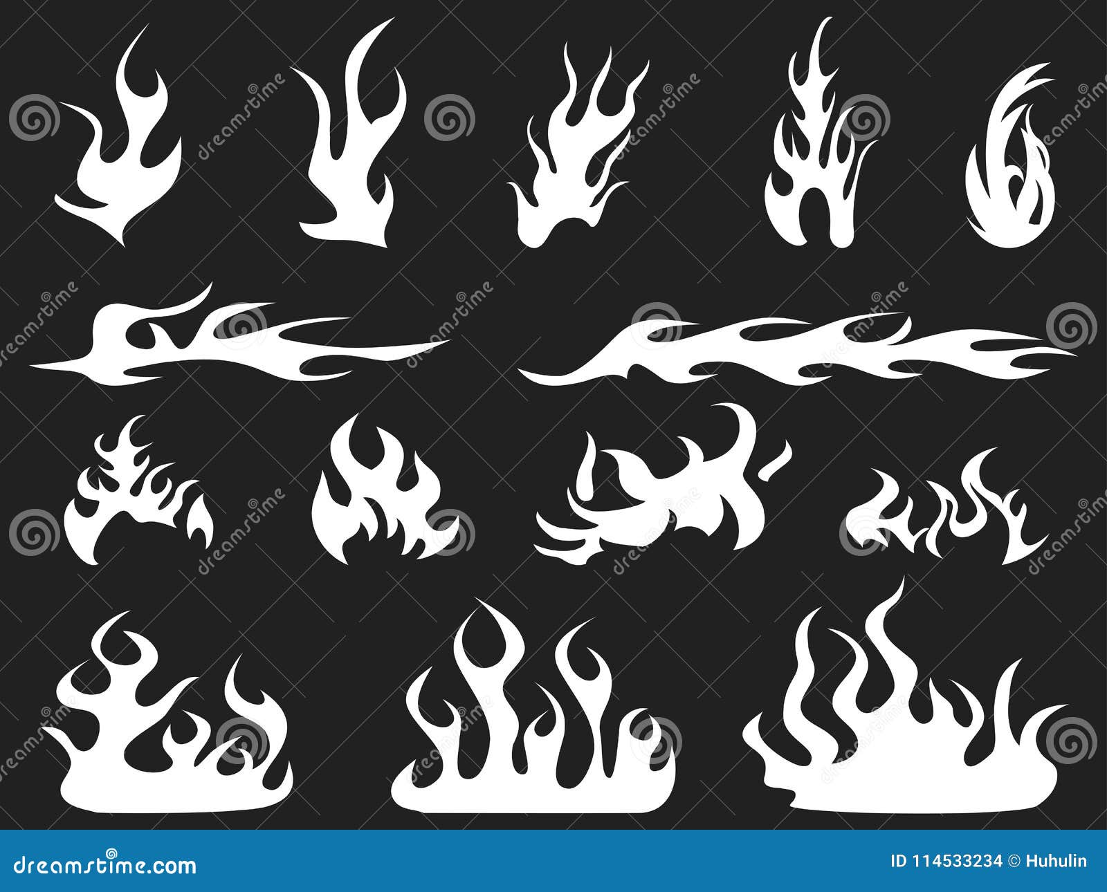 Fire Patterns. Flames On A Black Background. Fiery Patterns. Burning ...