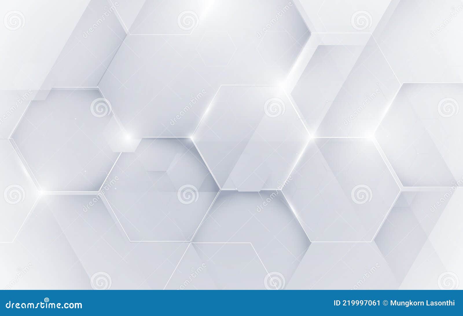 Abstract White Geometric Hexagon with Futuristic Technology Digital Hi ...