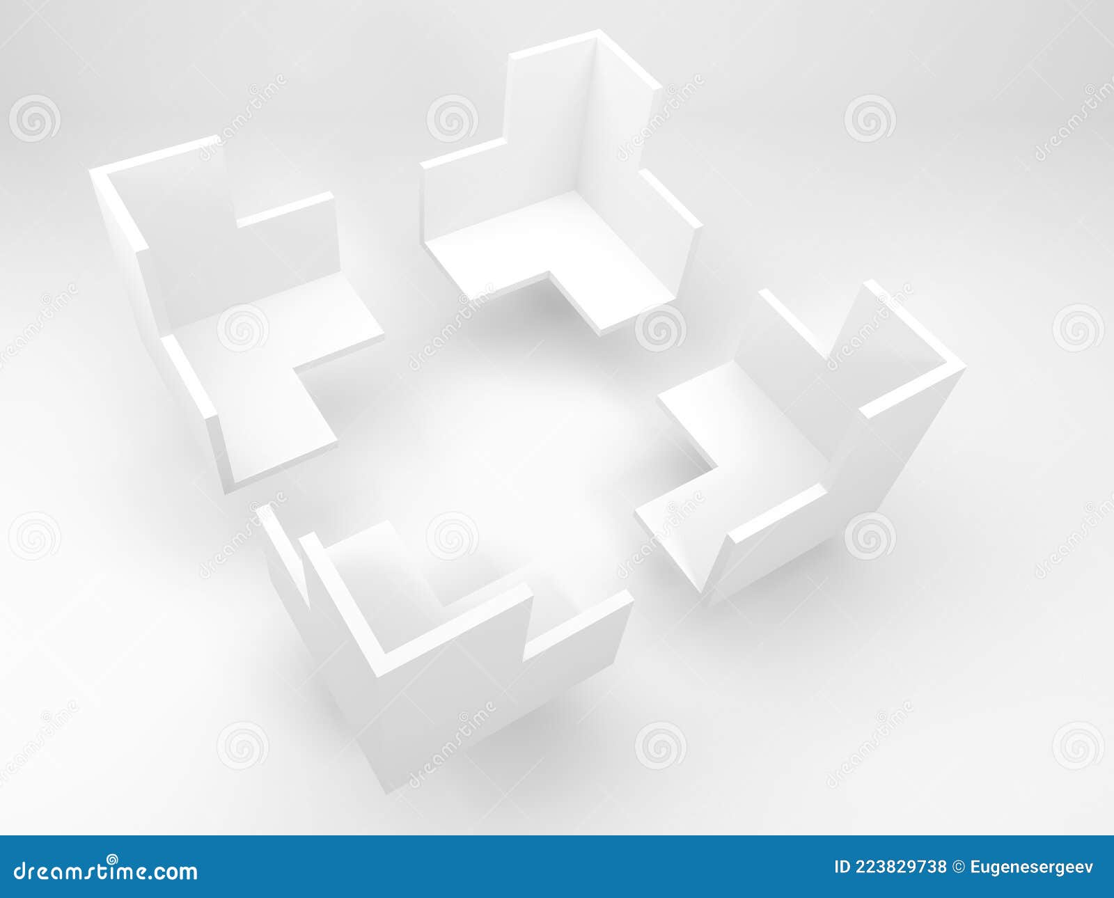 Abstract White Geometric Object, Corners of a 3d Frame Stock ...