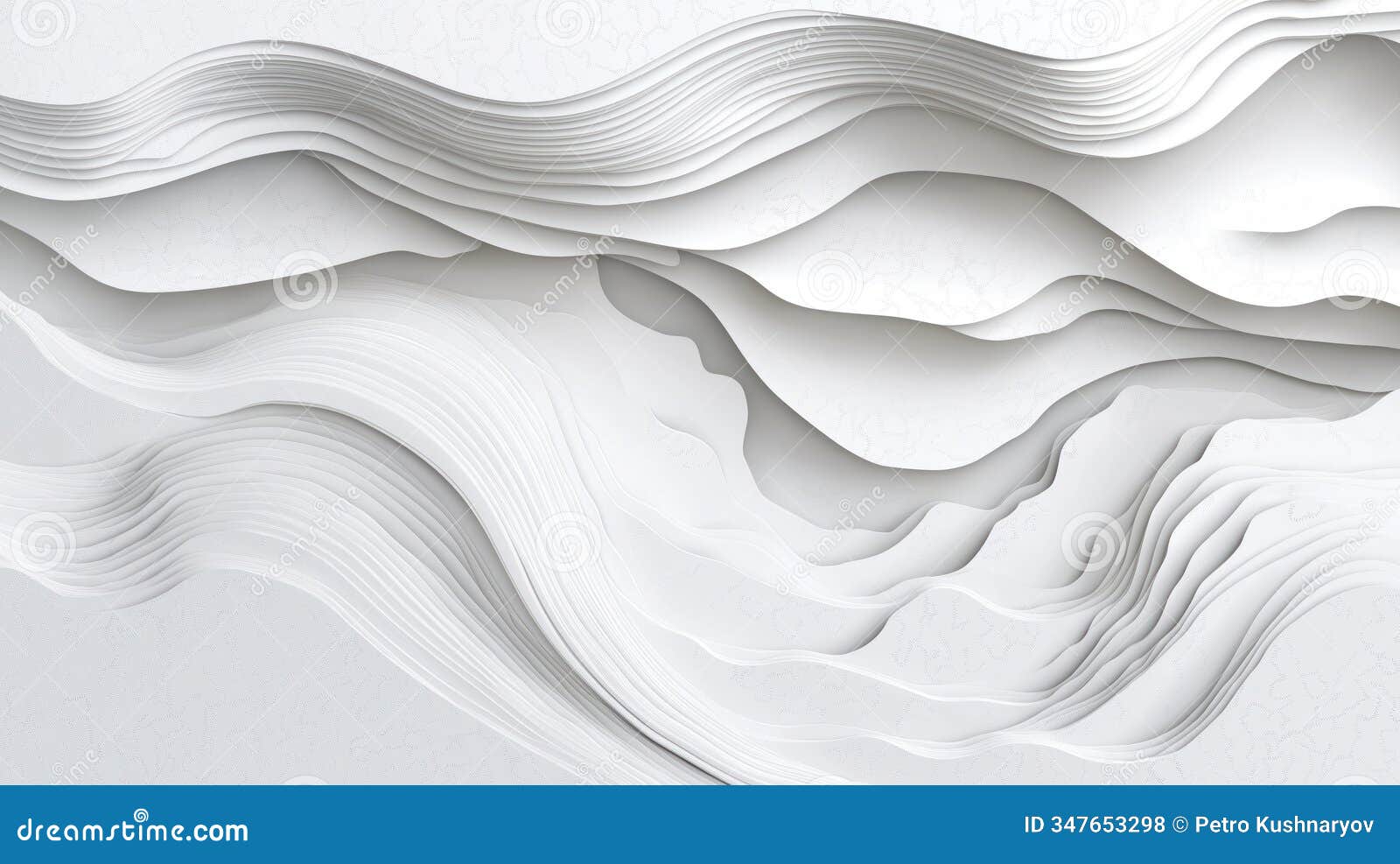 Abstract White Geometric Wave Design. Layered Papercut Style ...