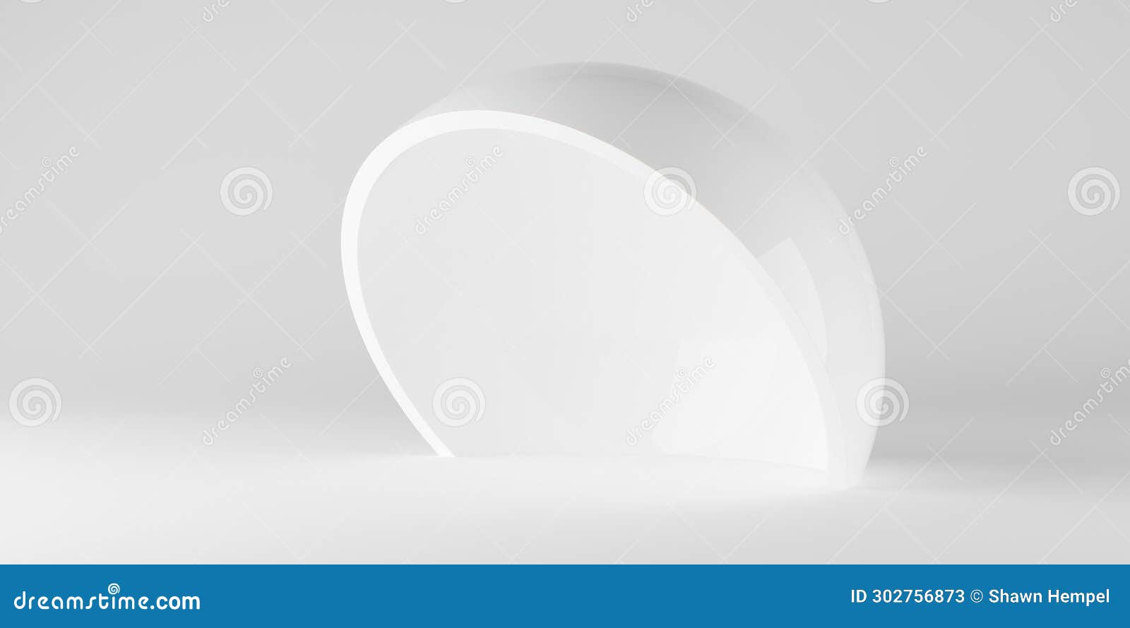 Abstract White Geometrical Hemisphere Primitive Over White Background ...