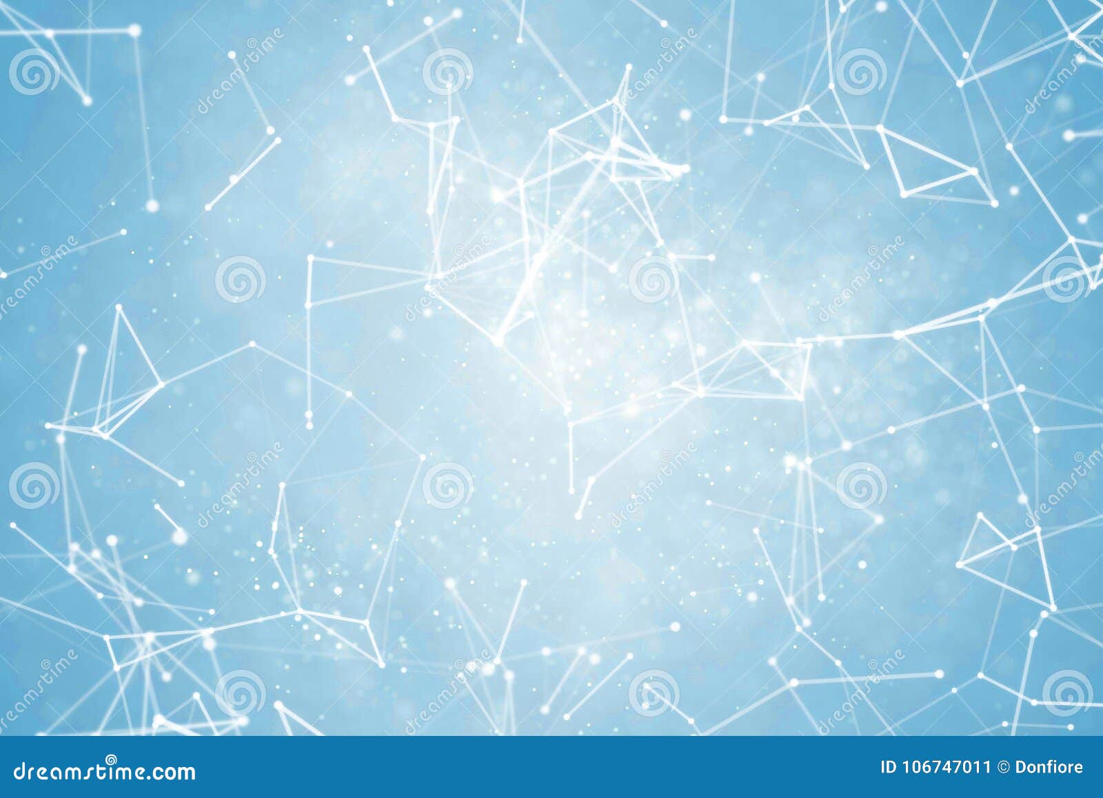 Abstract White Geometrical Plexus on Blue Gradient with Particle Stock ...