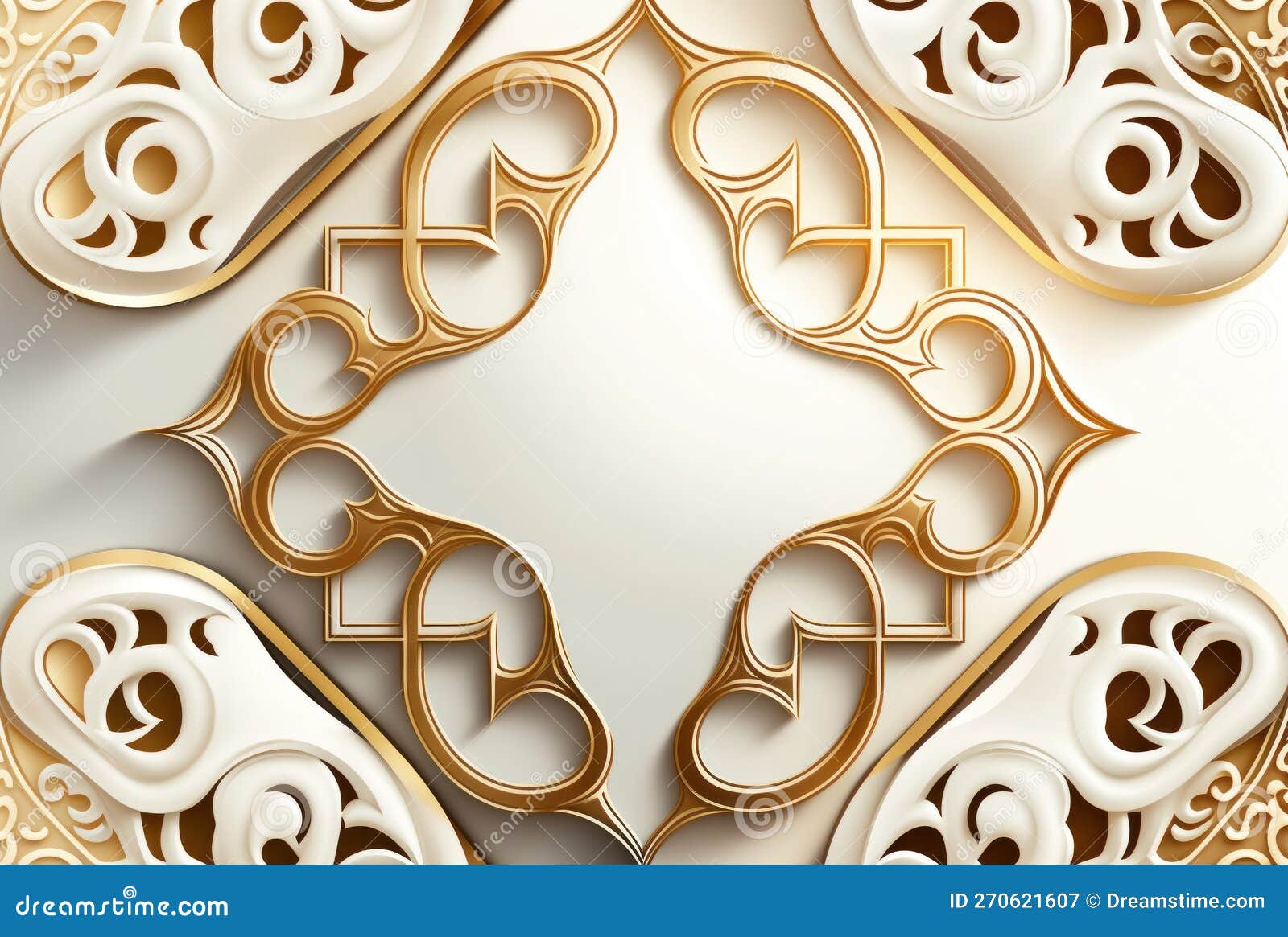 Abstract White and Gold Background with Arabic Ornaments Stock ...