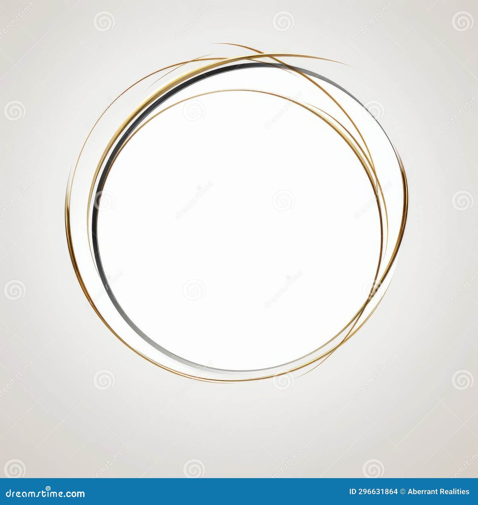 An Abstract White and Gold Circle Frame on a White Background Stock ...