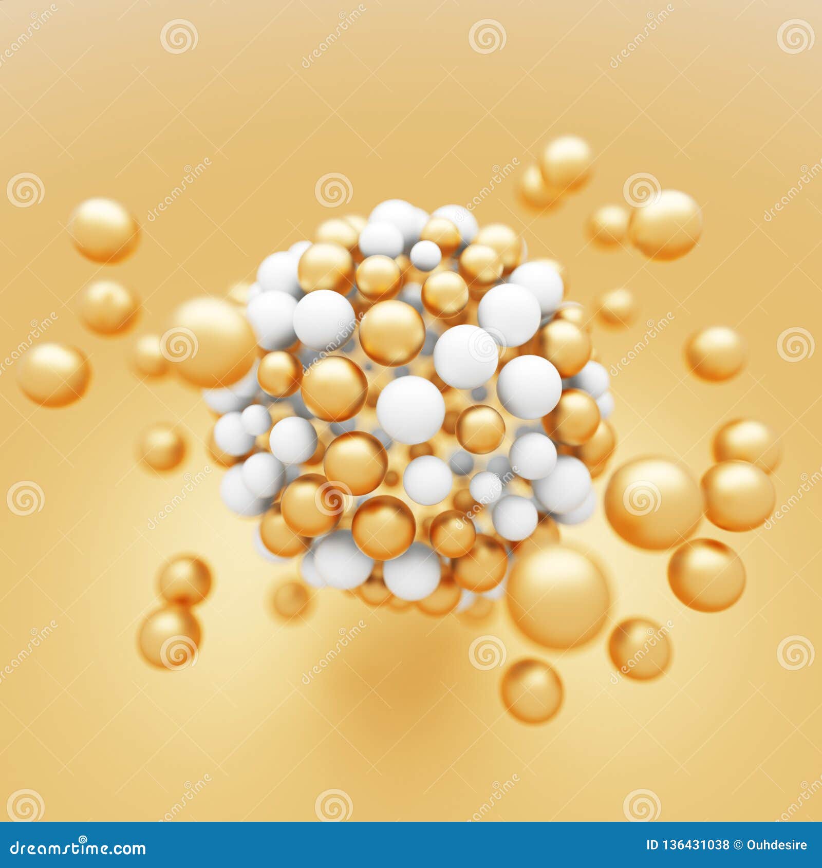 Abstract White and Gold Particles Molecular Structure Stock ...