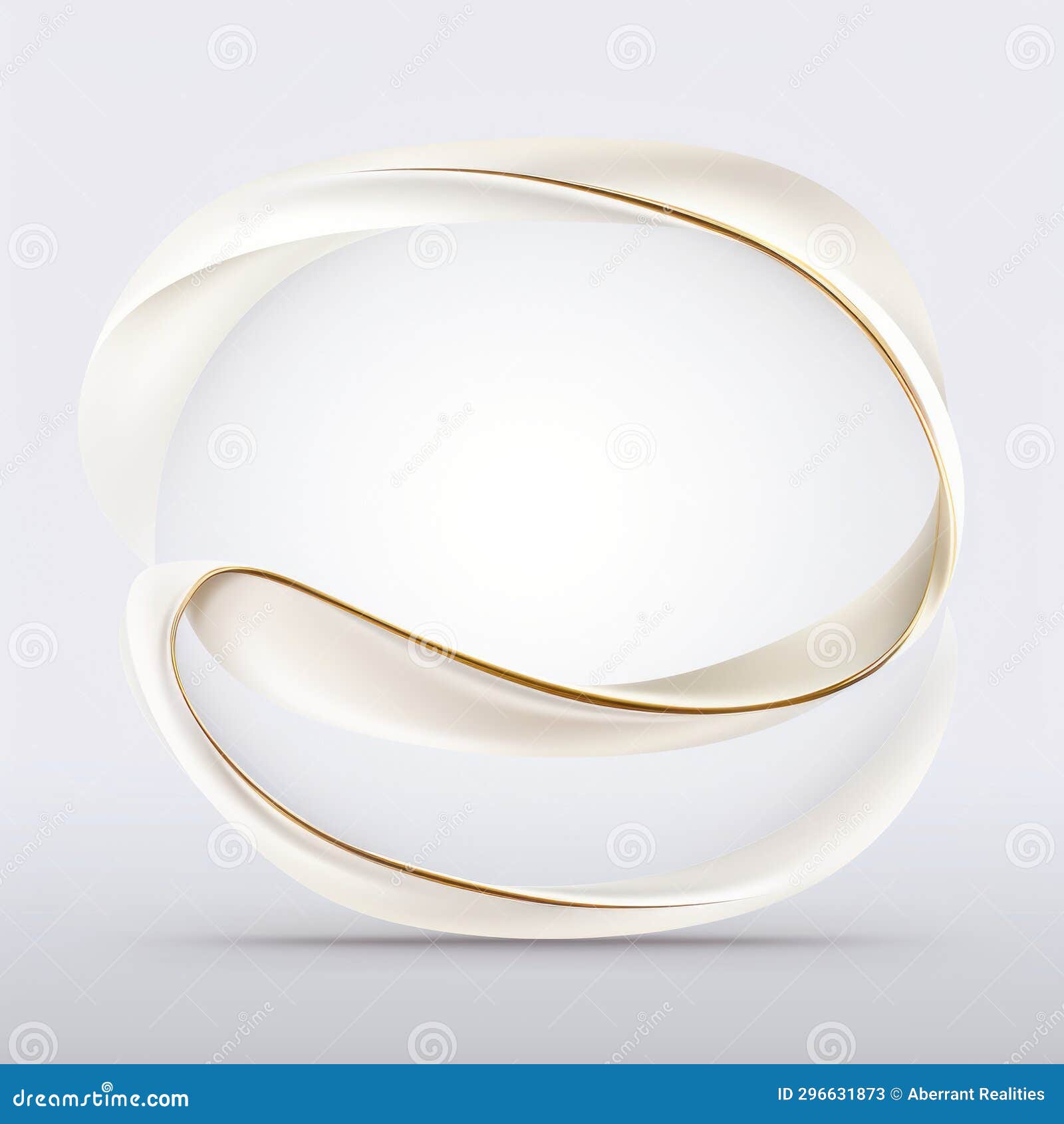 An Abstract White and Gold Ribbon in the Shape of a Circle Stock ...