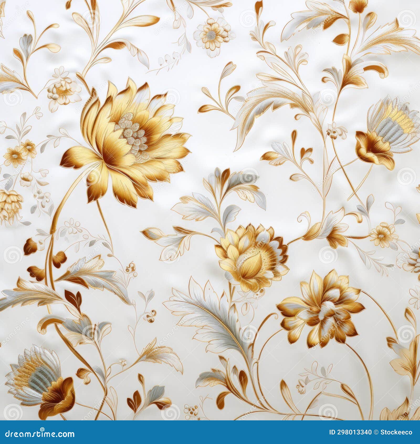 Abstract White and Golden Floral Wall Patch with Realistic Usage of ...
