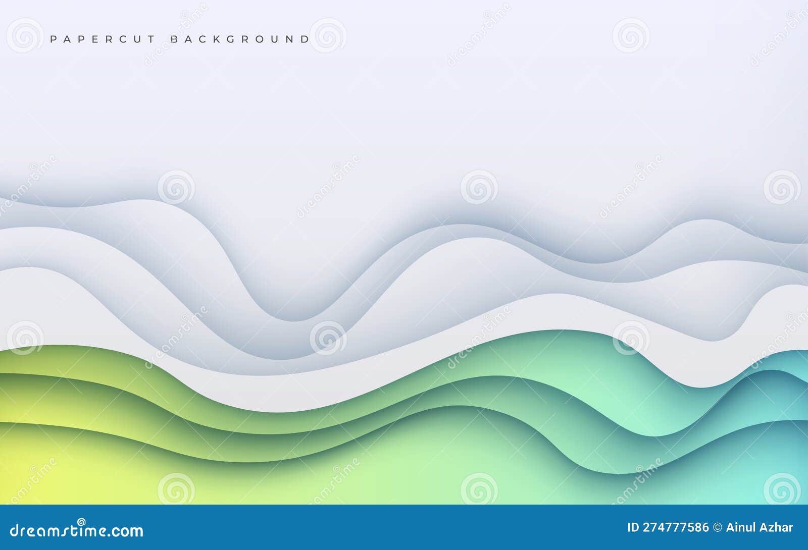 Abstract White Green Soft Diagonal Shape Light and Shadow Wavy Papercut ...