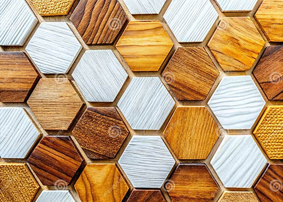 Abstract White Hexagon Wood Pattern Macro Background Seamless Geometric ...