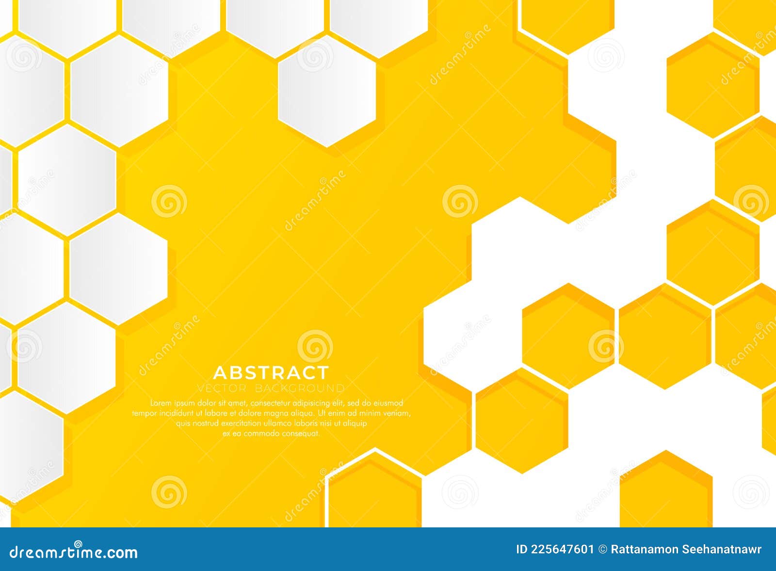 Abstract White Honeycomb Vector Pattern on Yellow Gradient Background ...