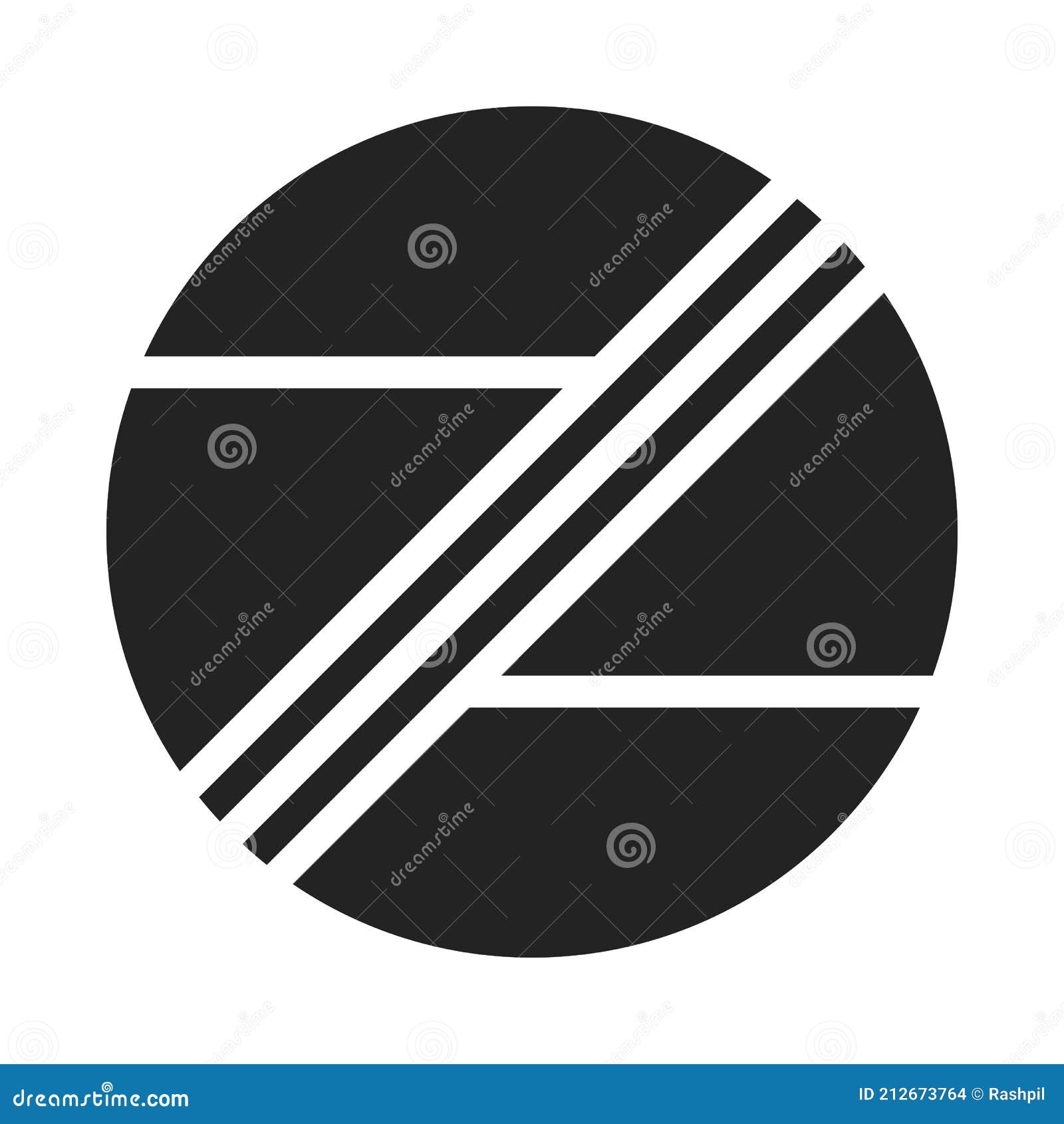 Abstract White Horizontal and Diagonal Lines in a Black Circle. Minimal ...