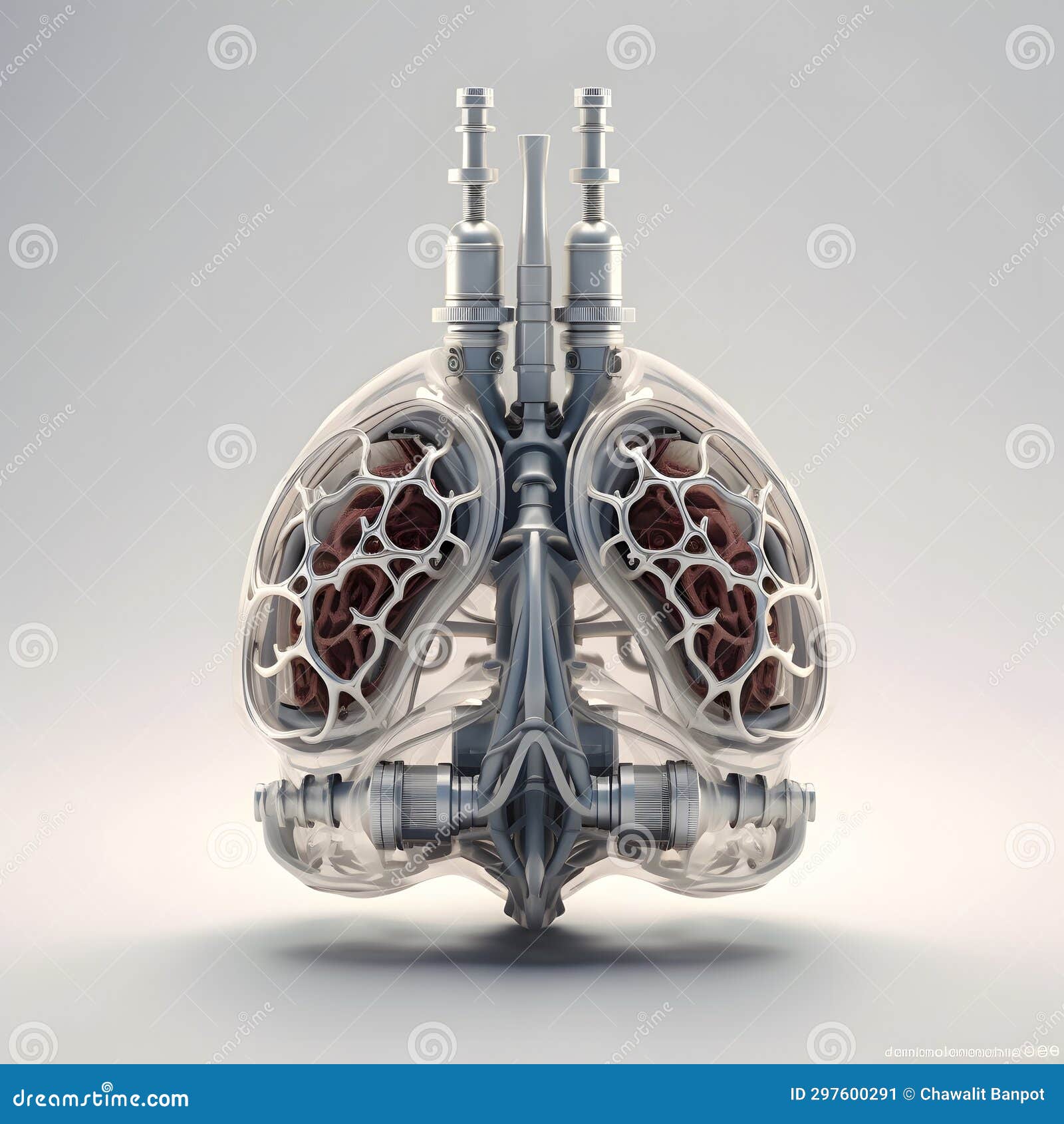 Abstract White Human Lung Robot or Artificial Lung. Medical Technology ...