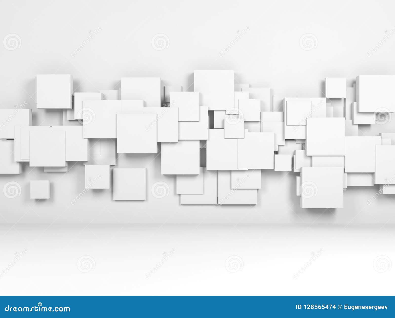 Installation of Cubes on Front Wall, 3d Stock Illustration ...