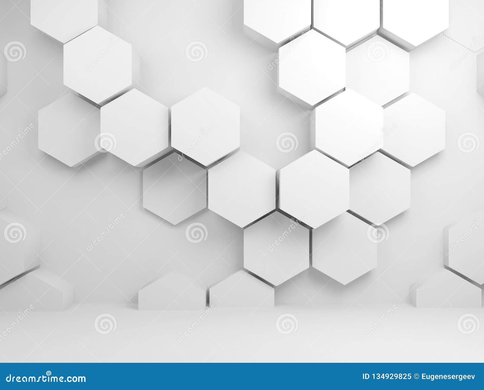 Abstract White Interior with Hexagon Pattern 3 D Stock Illustration ...