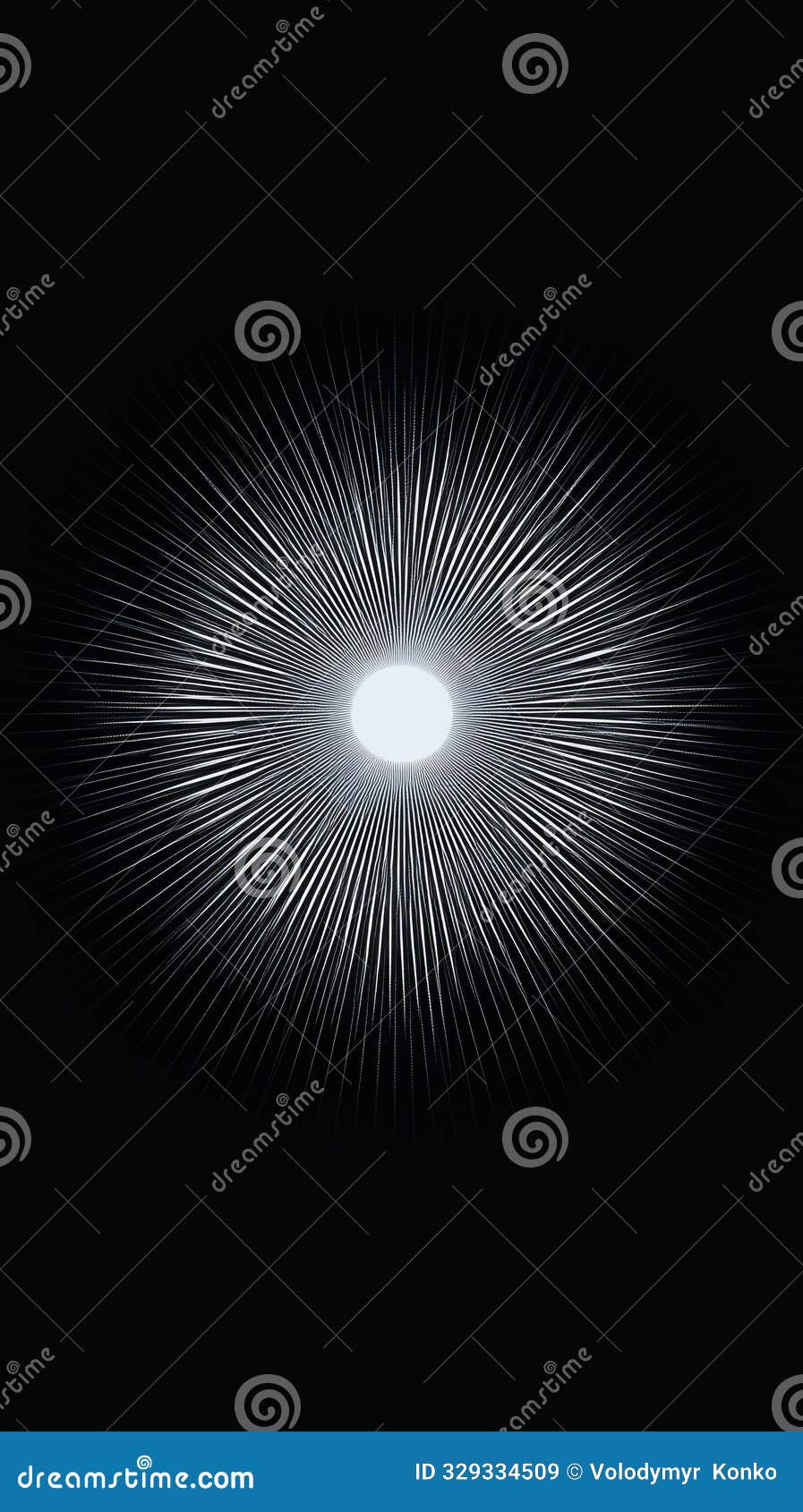 Abstract White Light Burst on Black Background, Geometric Radial Lines ...