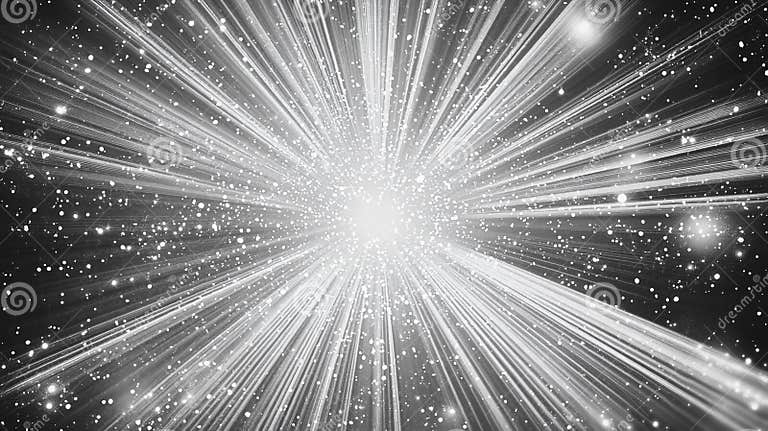 Abstract White Light Burst with Sparkles on Black Background Stock ...