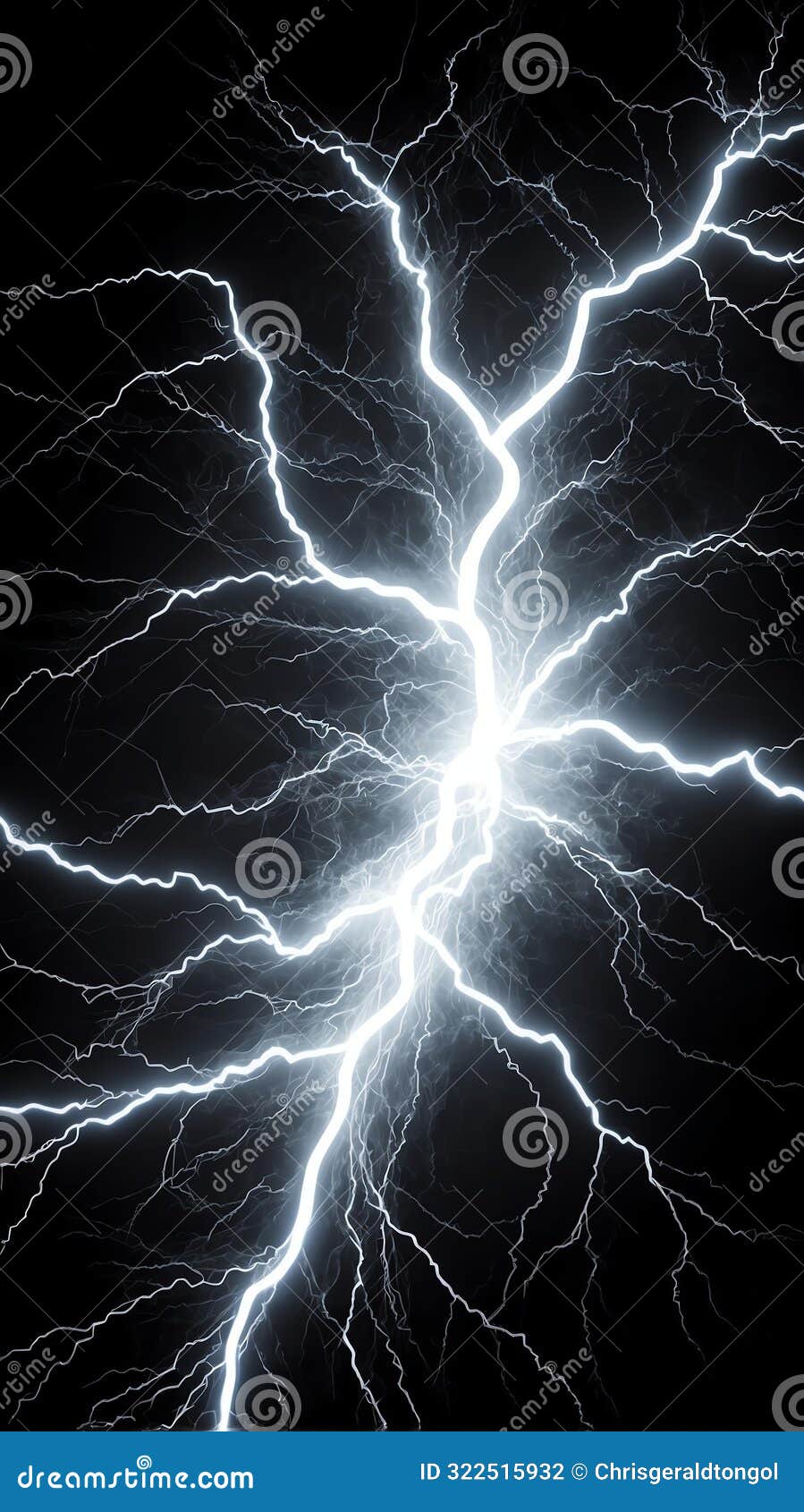 Abstract White Lightning Design in Black Ai Generated Stock ...