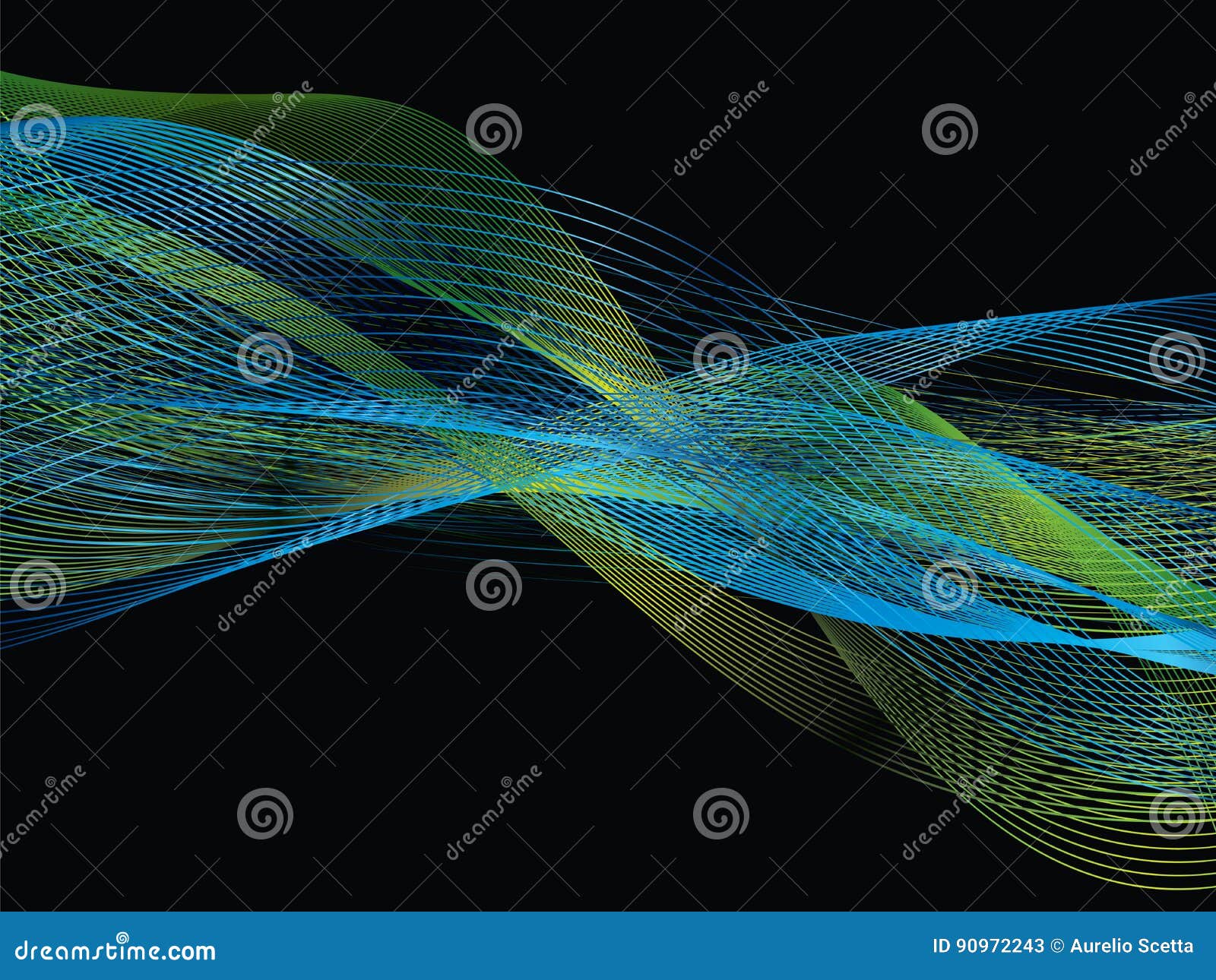 Abstract White Line Blue and Green Wave Band Stock Vector ...