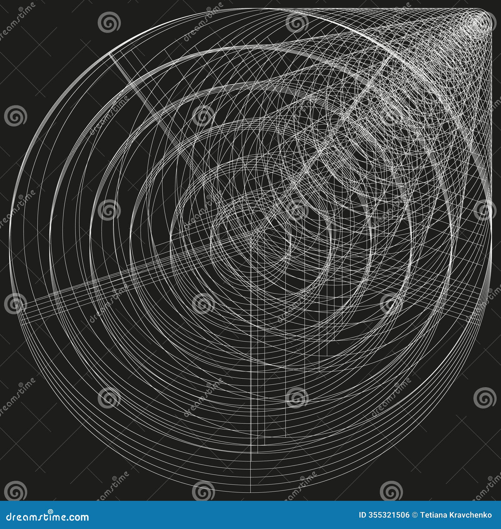 Abstract White Lines. Intersecting Geometric Curves. Minimal Circular ...