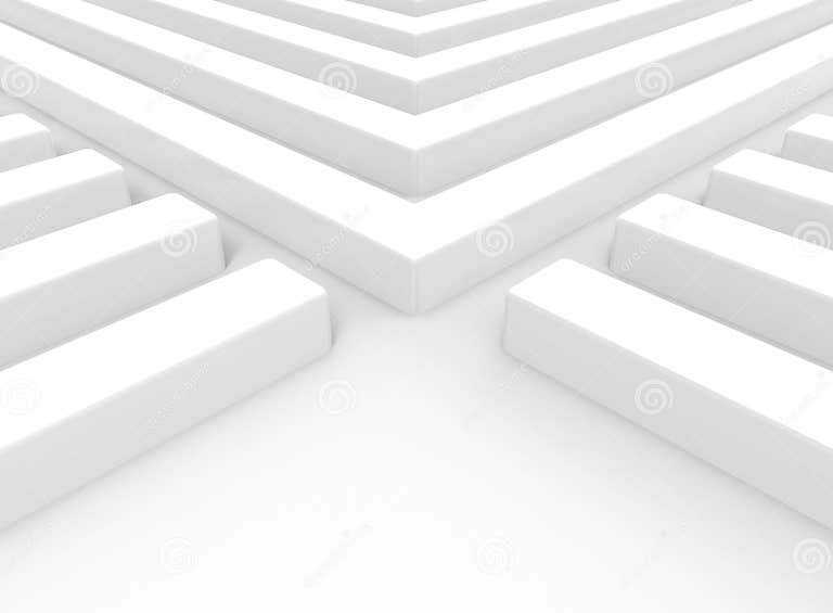 3d Rendering. Abstract White Long Rectangle Bars Blocks on Copy Space ...