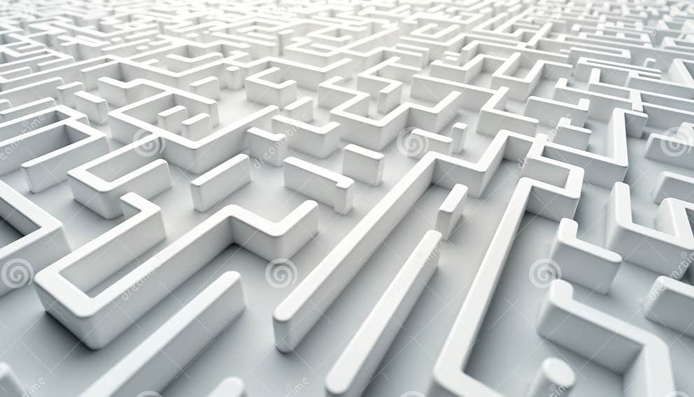 Abstract White Maze Pattern. Complex Design. Intricate Pathways ...