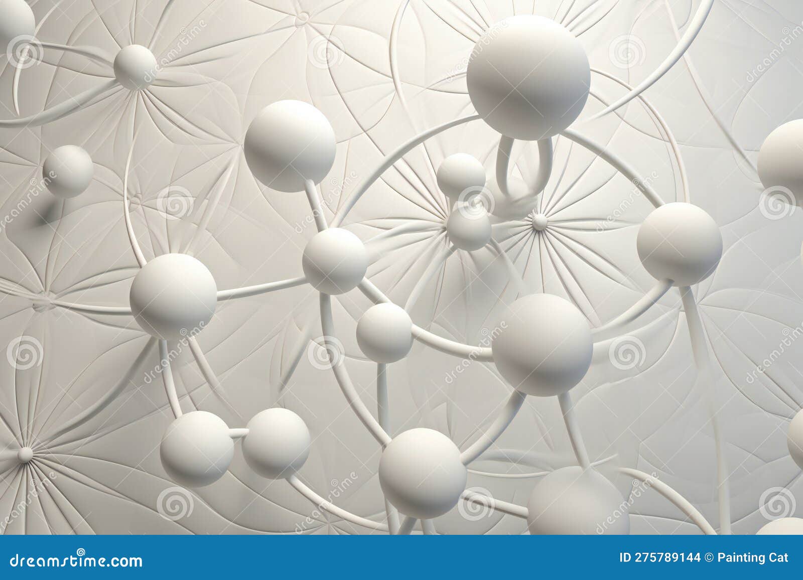 Abstract White Molecule Structure on White Background with Shadow Stock ...