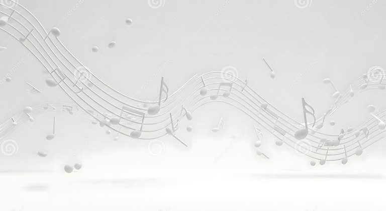 Abstract White Musical Notes Floating on Wavy Staff Stock Illustration ...