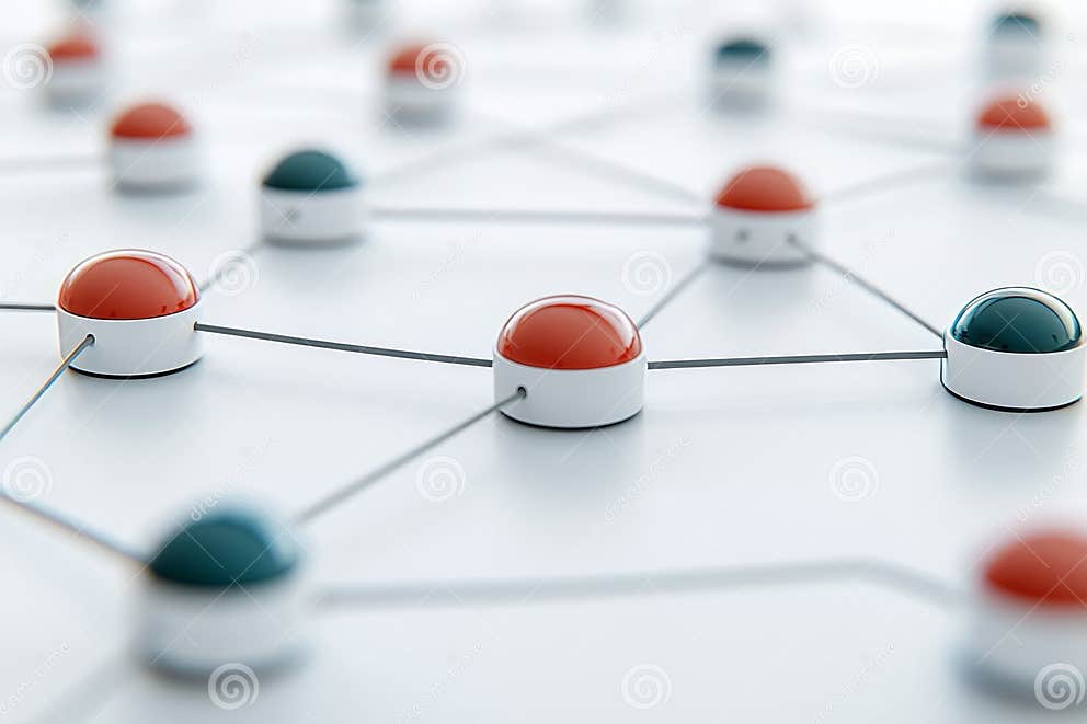 Abstract White Nodes Connected by Colored Lines on a Clean White ...