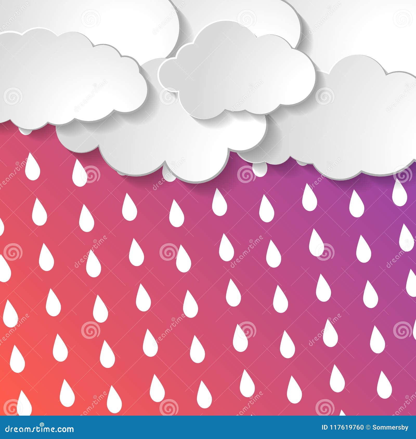 Abstract White Paper Clouds with Rain Drops on a Deep Colorful M Stock ...