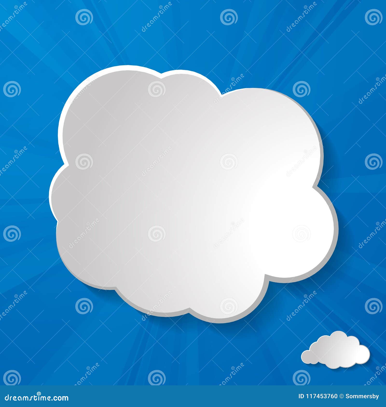 Abstract White Paper Clouds with Sun Rays on a Blue Sky Backgrou Stock ...