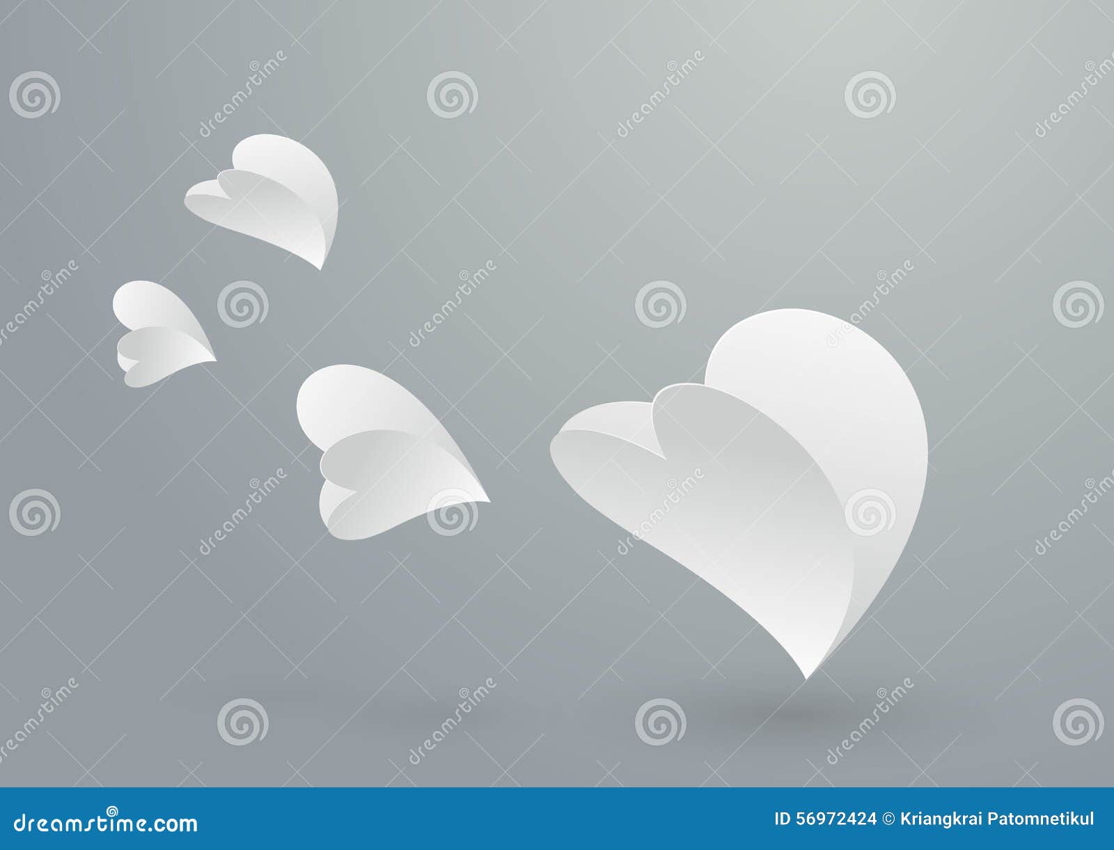 Abstract White Paper Hearts Flying Stock Vector - Illustration of ...