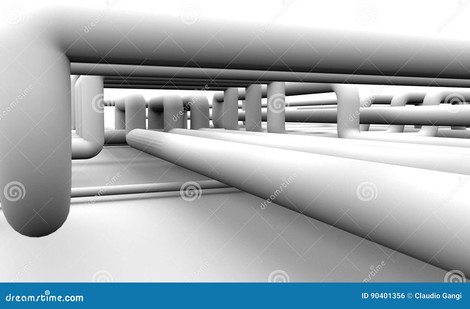 Abstract White Piping Background 3D Rendering Stock Illustration ...