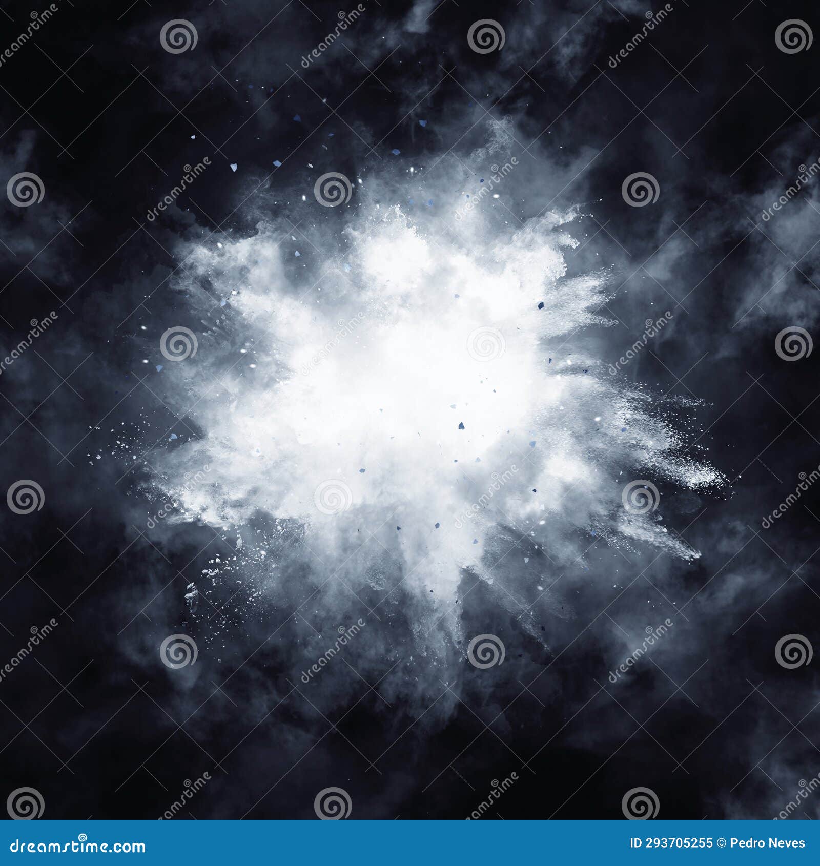 Abstract White Powder Explosion Isolated on Black Background. Stock ...