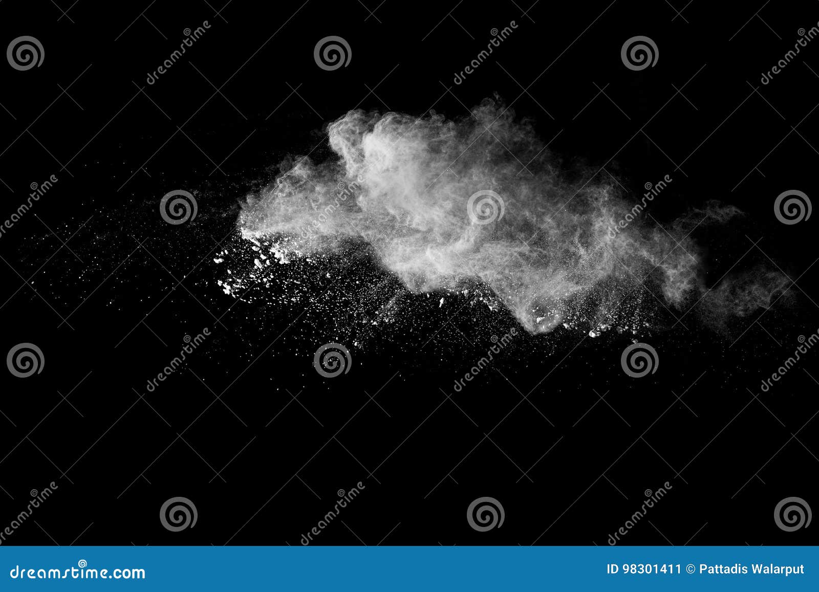 Abstract White Powder Splatted on Black Background Stock Image - Image ...