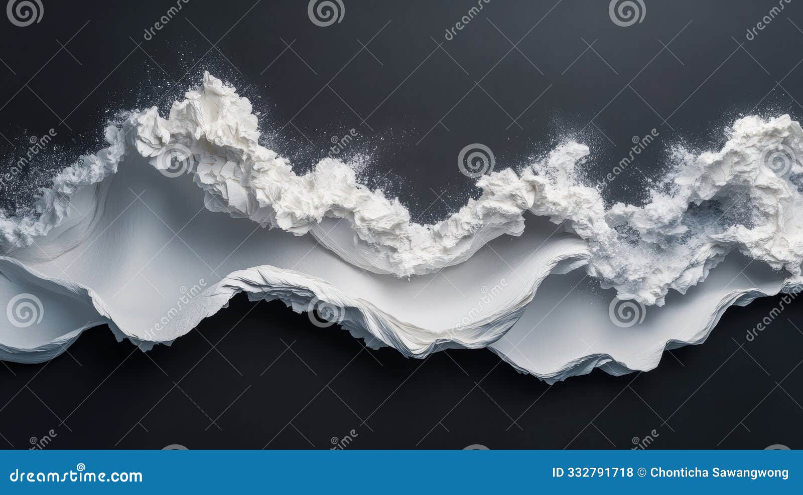 Abstract White Powder Wave Flowing on Black Background Stock ...