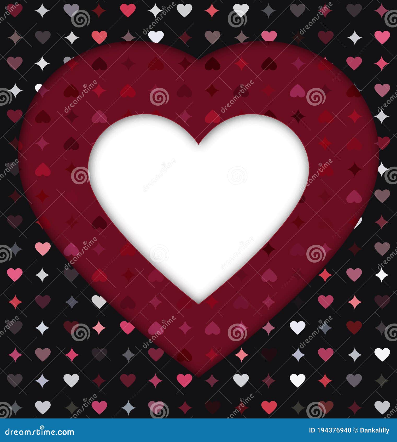 Abstract White Red Black Colored Image of Heart Frames Stock Vector ...